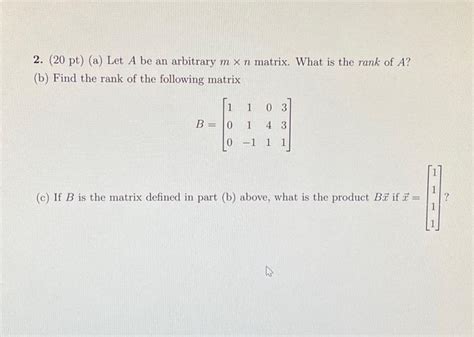 solved 2 20 pt a let a be an arbitrary m×n matrix what