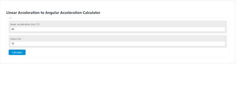 Linear Acceleration To Angular Acceleration Calculator Calculator Academy