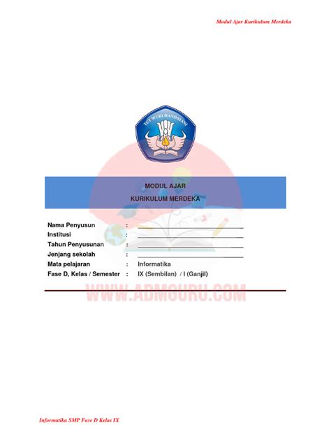 Modul Ajar Informatika Kelas 9 Pdf
