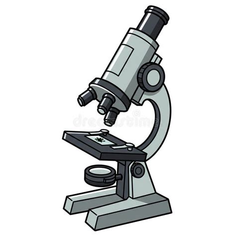 Illustration Of A Compound Microscope With A Cylindrical Body And