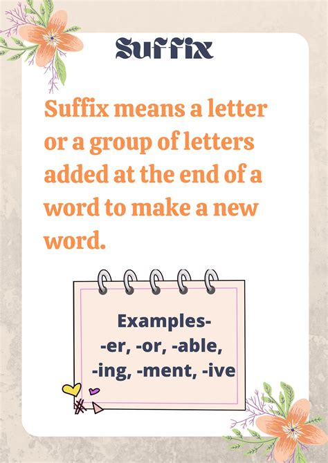 Defintion Of Suffix With Examples Suffix New Words Prefixes And Suffixes