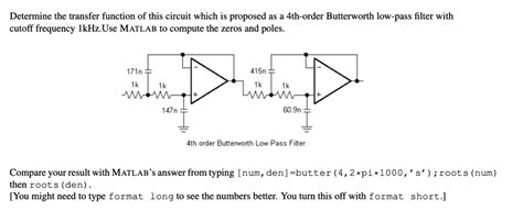 Determine The Transfer Function Of This Circuit Which Is Proposed As A 4th Order Butterworth Low