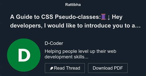 A Guide To Css Pseudo Classes🧵↓ المسلسل من D Coder Damncoder رتبها