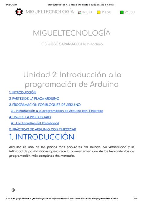Migueltecnologia Unidad 2 Introduccion A La Programacion De Arduino Pdf