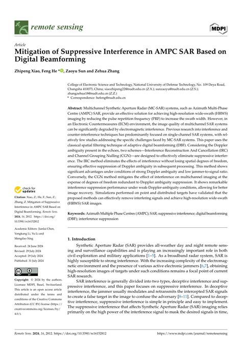 Pdf Mitigation Of Suppressive Interference In Ampc Sar Based On Digital Beamforming