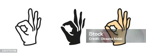 Ok 손 기호 아이콘 승인 및 동의 제스처 긍정적 인 손가락 벡터 그림입니다 커뮤니케이션 및 성공 픽토그램 인간 표현 개념 검은