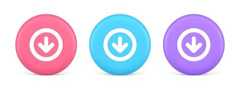 아래로 화살표 원 프레임 버튼 웹 인터페이스 포인터 내비게이션 앱 3d 현실적인 아이콘 프리미엄 벡터