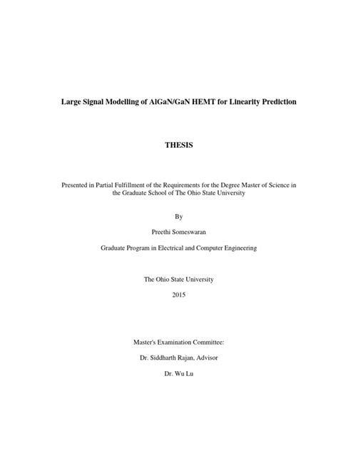 Gan Hemt Largesignalmodelthesis Pdf Field Effect Transistor Amplifier