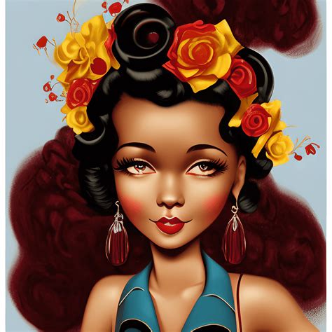 Gorgeous Melanin Black Betty Boop Pin Up Girl · Creative Fabrica