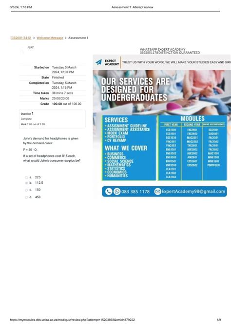 Ecs2601 Assignment 1 Semester 2 2024 Economics Stuvia Sa