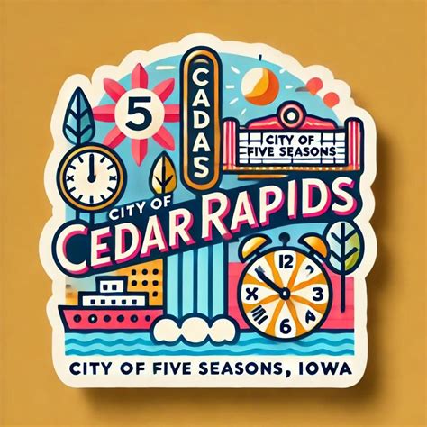 Cedar Rapids Sticker Vibrant City Of Five Seasons Design Etsy