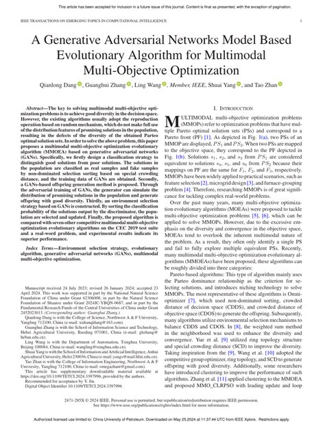 PDF A Generative Adversarial Networks Model Based Evolutionary