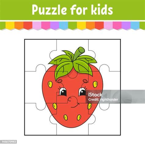 아이들을위한 퍼즐 게임 베리 딸기 지그소 조각 컬러 워크시트 활동 페이지 격리된 벡터 일러스트레이션 만화 스타일 0명에 대한 스톡 벡터 아트 및 기타 이미지 Istock