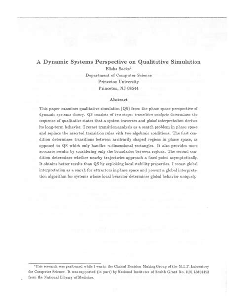 pdf a dynamic systems perspective on qualitative simulation