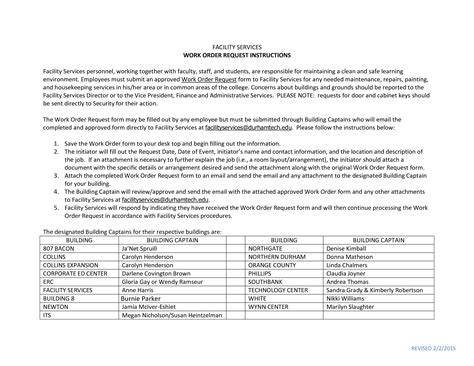 Sample Template For Facilities Work Order Request Form Qcouojos