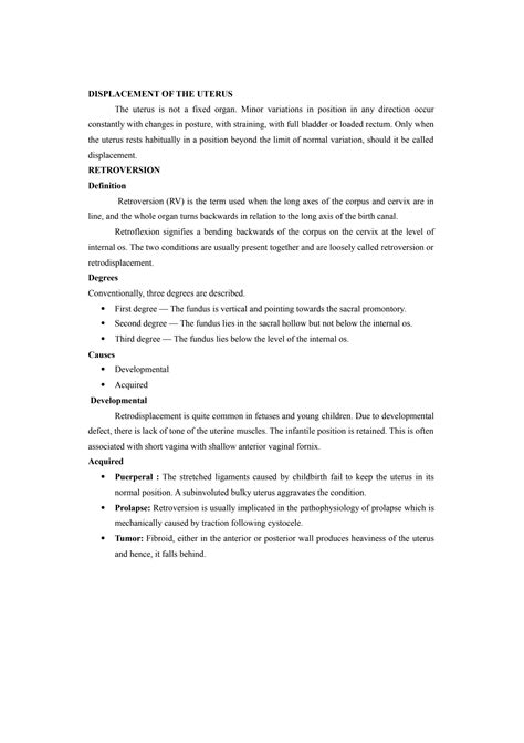 solution displacement of the uterus new complete solve paper