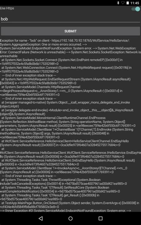 C Issue With Xamarin App Connecting To Wcf Service Over