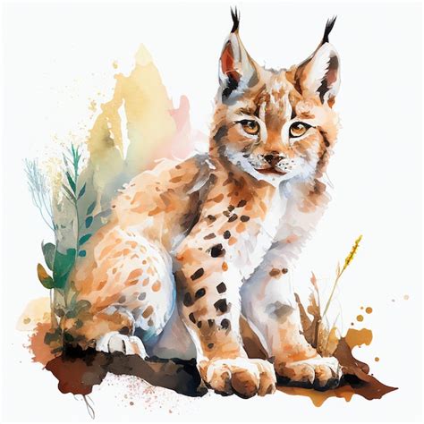 Lynx Watercolor Drawing Generative Ai Premium Ai Generated Image