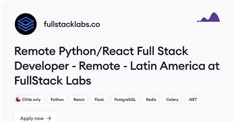 Remote Pythonreact Full Stack Developer Remote Latin America Job At Himalayas