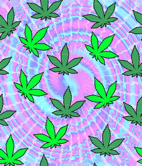 Download Weed Leaf Pattern In Tie Dye Background Wallpaper