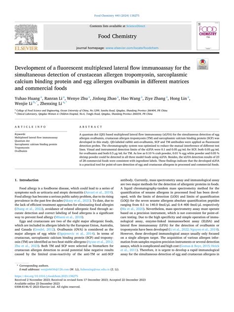 Pdf Development Of A Fluorescent Multiplexed Lateral Flow Immunoassay For The Simultaneous