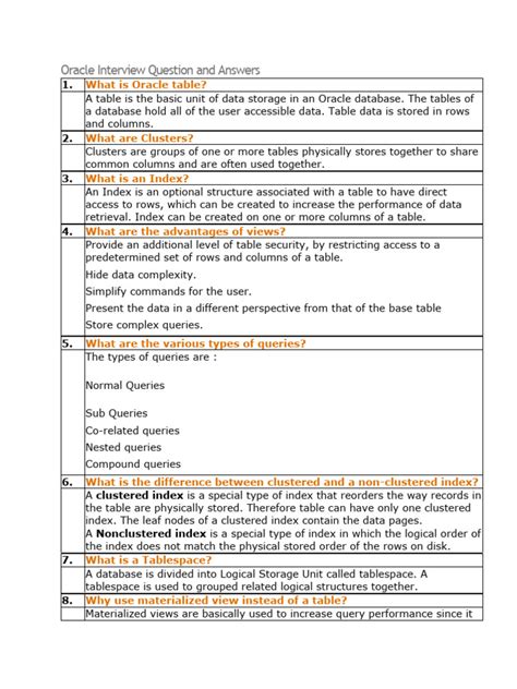 Interview Q Pdf Database Index Databases