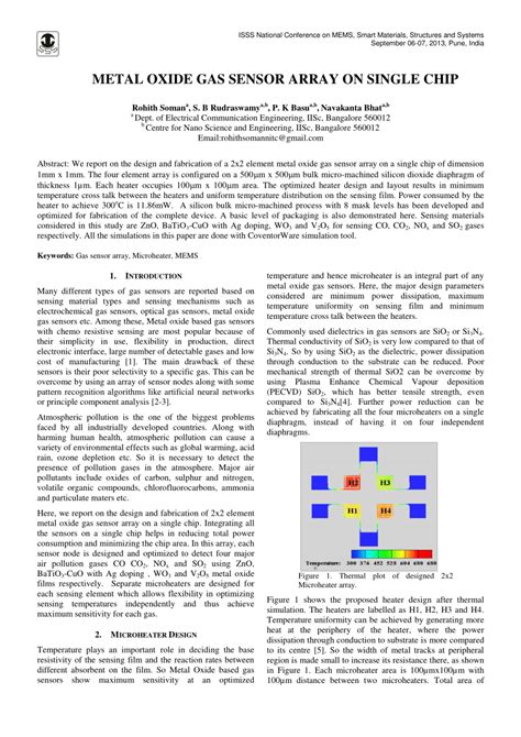 pdf metal oxide gas sensor array on single chip