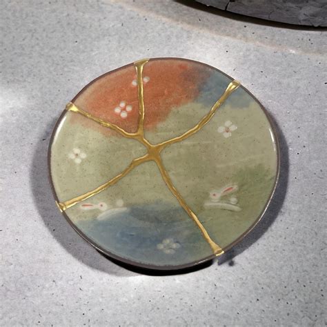 Kintsugi Plate With Plate Stand Etsy