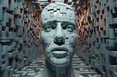 Woman S Face With 3d Cubes And Particles In Space As Symbol Of Augmented Reality And Computer