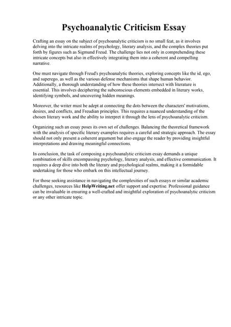 Psychoanalytic Criticism Essaypdf