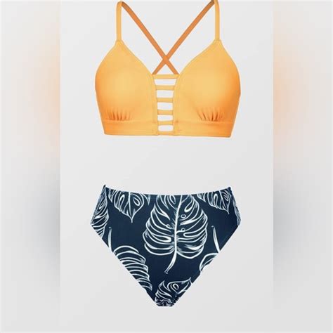 Cupshe Swim New Cupshe Womens High Waisted Two Piece Strappy Back