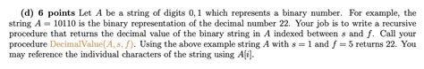 Solved D 6 Points Let A Be A String Of Digits 01 Which