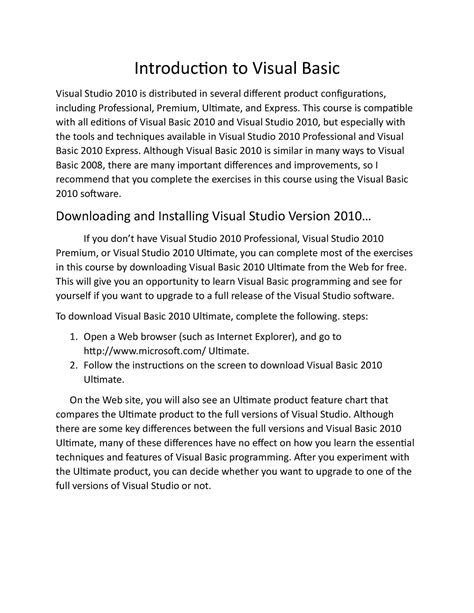 What Is Introduction To Visual Basic Introduction To Visual Basic