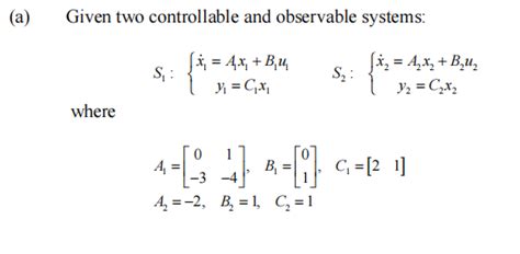 a given two controllable and observable systems