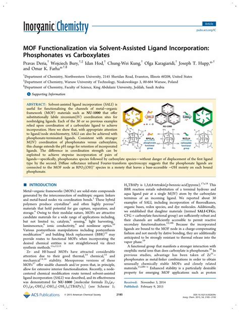 Pdf Mof Functionalization Via Solvent Assisted Ligand Dokumen Tips