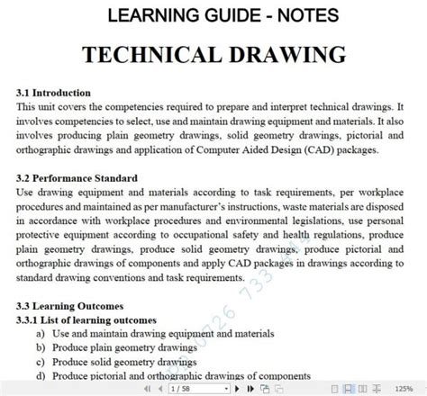 Technical Drawings Learning Guide Pdf Notes Tvet Cdacc Level 6 Cbet Civil Pdf Notes