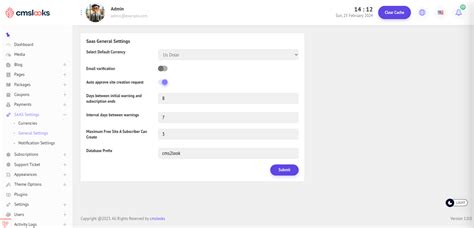 Saas General Settings