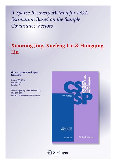 Pdf A Sparse Recovery Method For Doa Estimation Based On The Sample Covariance Vectors