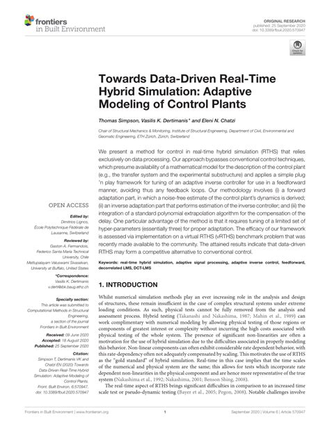 PDF Towards Data Driven Real Time Hybrid Simulation Adaptive