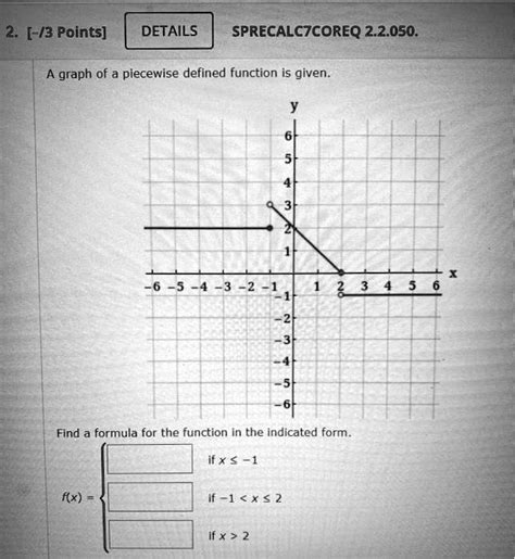 Solved Details Sprecalczcoreq 22050 A Graph Of A Piecewise Defined