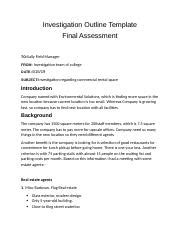 Investigation Outline Template 1 Docx Investigation Outline Template Final Assessment TO Sally