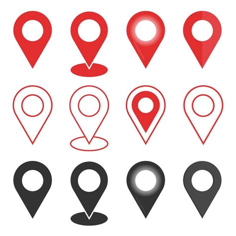 Location Pin Multiple Styles Set Vector You Are Here Gps Navigation