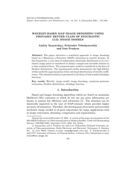 Pdf Wavelet Based Map Image Denoising Using Provably Better Class Of Stochastic Iid Image