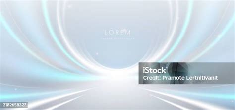 장면 밝은 파란색과 흰색 곡선 바탕에 있는 와 조명 효과 와 제품 디자인용 상에 대한 스톡 벡터 아트 및 기타 이미지 상