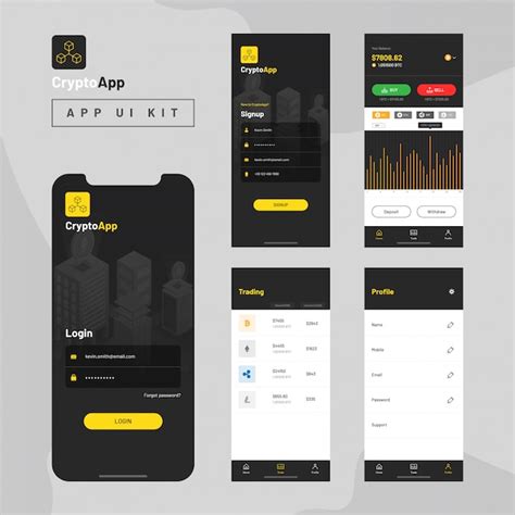 Premium Vector Crypto App Ui Kit For Responsive Mobile App