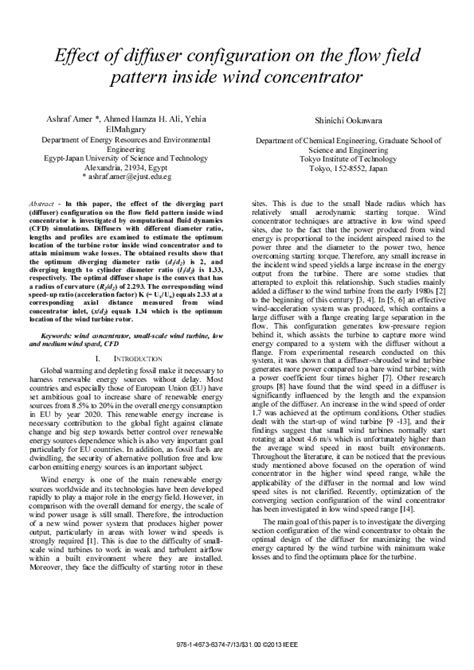 Pdf Effect Of Diffuser Configuration On The Flow Field Pattern Inside