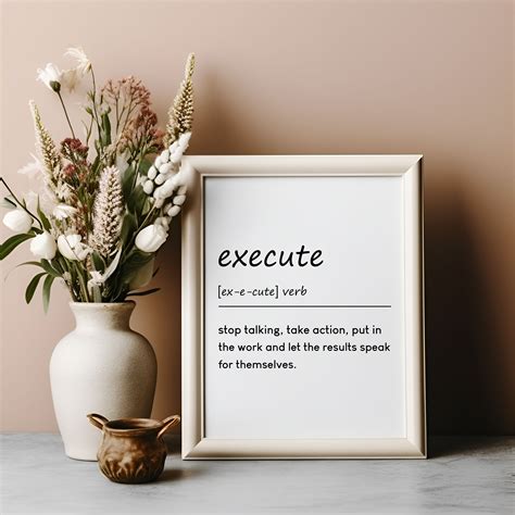 Execute Definition Execute Printable Office Wall Art Motivational