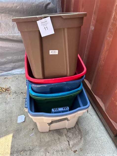 Assorted Coloured Plastic Storage Totes Maxsold