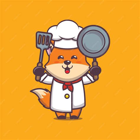 Premium Vector Cute Fox Chef Illustration Character