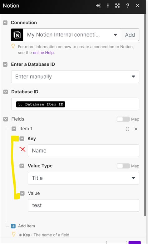 notion create update module cannot find the where to place the values